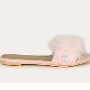 Shoes | Lemonade Jewel Banded Feathered Pink Slide Sandals | Poshmark